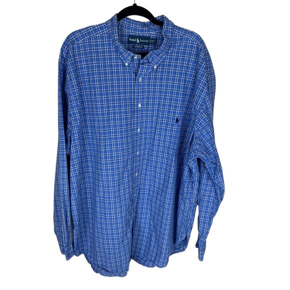 Ralph Lauren | Shirts | Mens Ralph Lauren Blue Check Print Long Sleeve Button Front Shirt Size ...